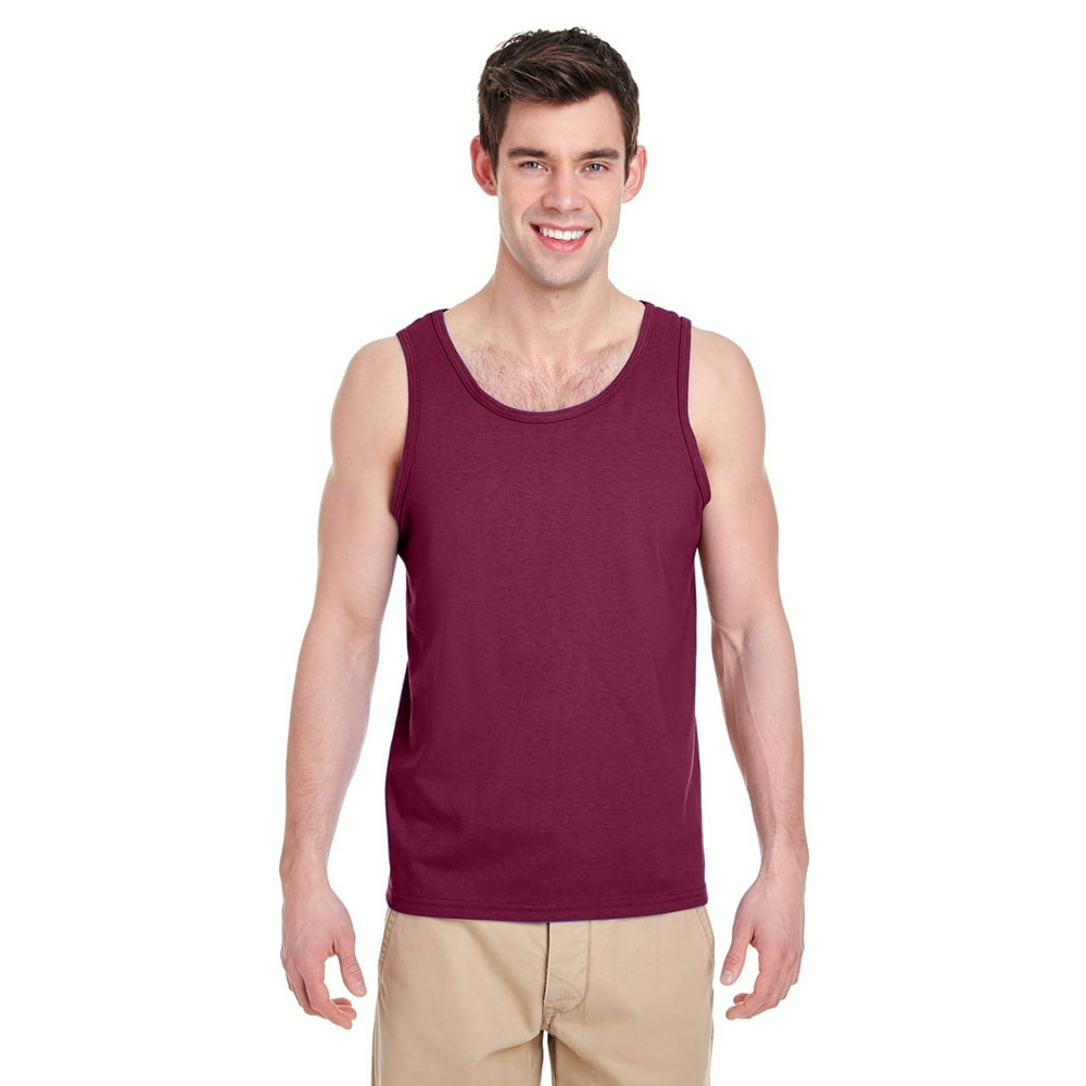 Gildan - The Gildan Adult Heavy Cotton 53 oz Tank Top Top - MAROON - XL ...