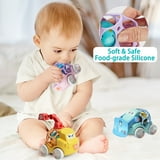 Toy Cars for Toddlers Age 1,Baby Rattle Car Toy,3 Pieces Soft Rubber ...