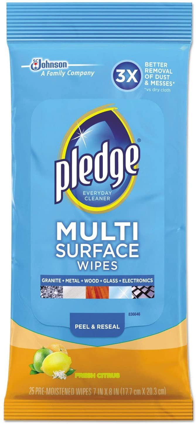 Pledge Multisurface Wipes, Fresh Citrus, 25 Wipes Per Pack 12 Packs ...