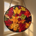 Autumn Maple Leaves Stained Glass Suncatcher Window Hanging, Colorful ...