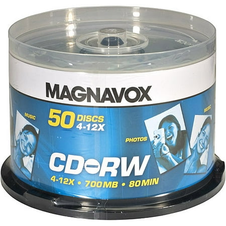 Magnavox 12x Rewritable CD-RW Spindle - 50 Disc Spindle - Walmart.com