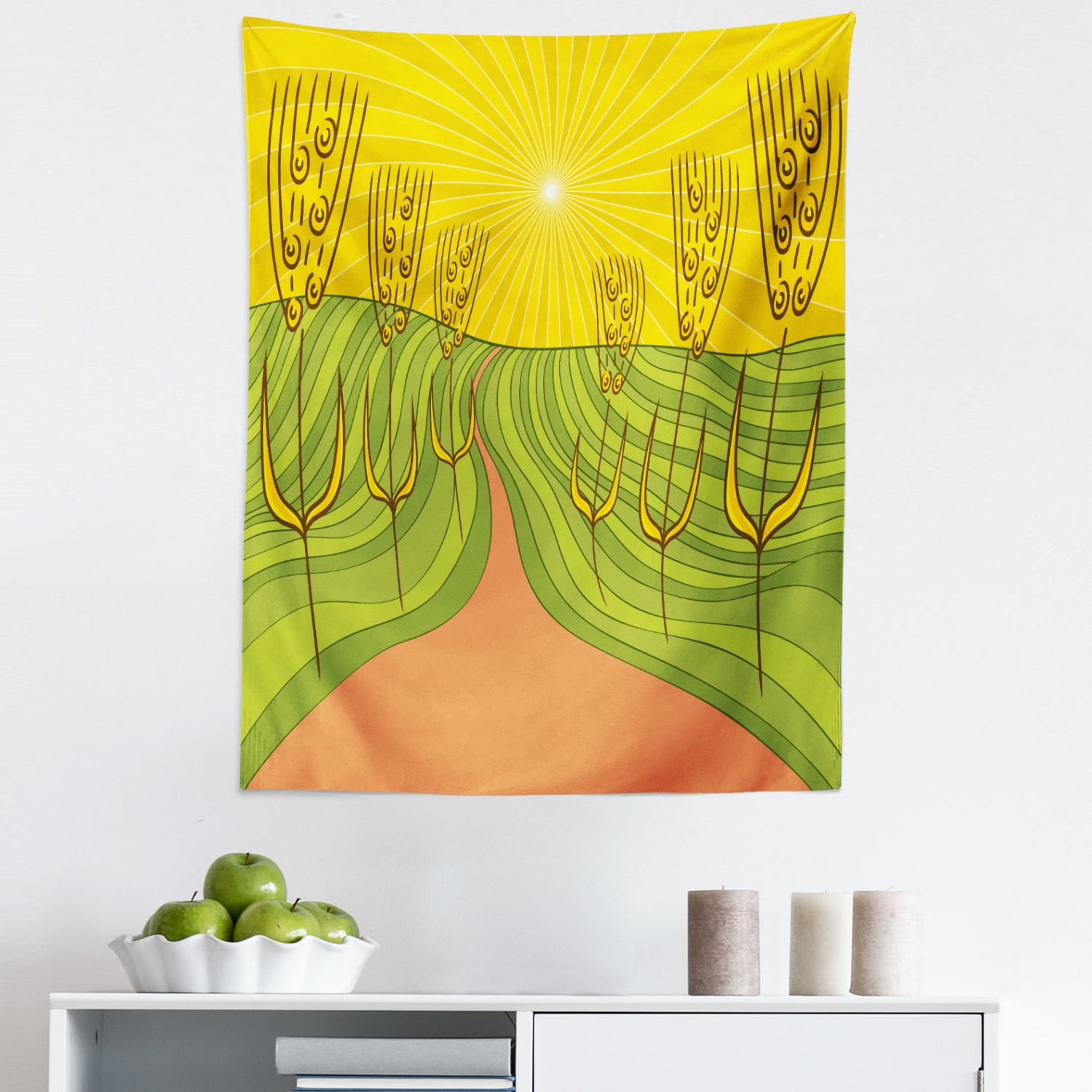 County Tapestry, Agriculture Themed Farmland with Starburst Lines and ...