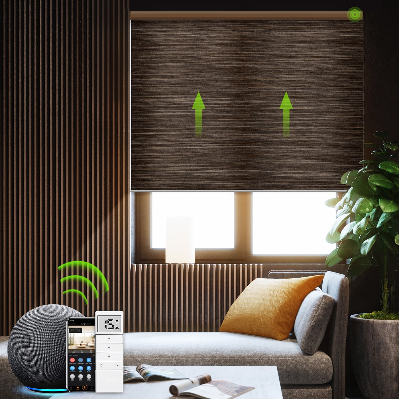 Yoolax Motorized Smart Shade with Remote Control Electric Half-Shading ...
