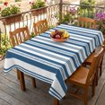 Blue White Vertical Stripes Table Cloth 60x84in, Waterproof Rectangle ...