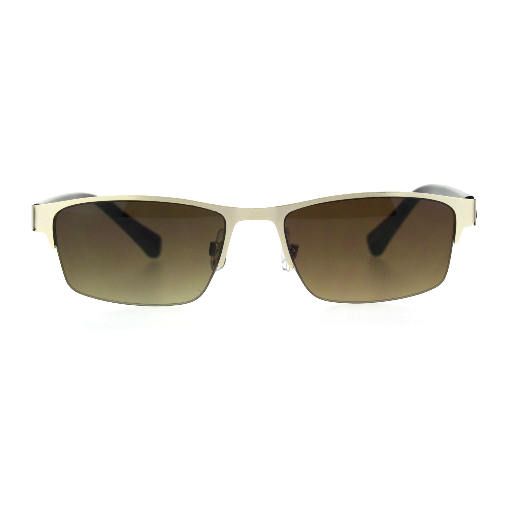 Mens 3 Focal Multi Focus Metal Half Rim Sunreader Reading Glasses Gold Brown 175
