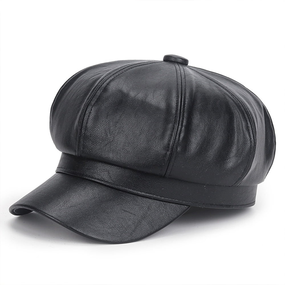 8 Panels Newsboy Caps for Women, PU Leather Cabbie Painter Hat Gatsby ...