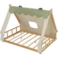 LUMISOL Full Size Floor Bed with Tent and Light, Cute Wood House Bed ...
