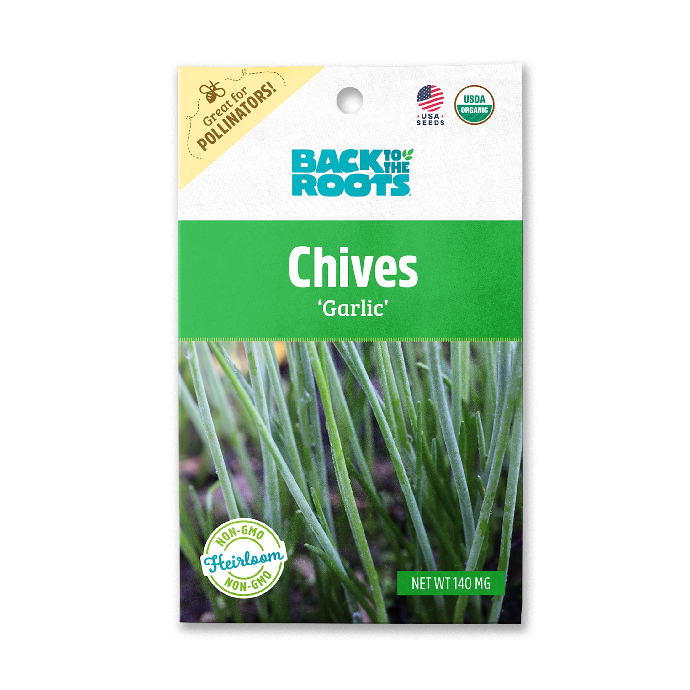Back to the Roots Organic Garlic Chives Gardening Seeds, 1 Packet ...