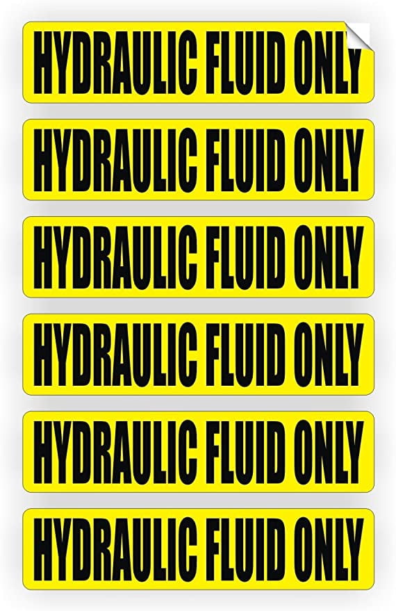 6 pack HYDRAULIC FLUID ONLY Decals / Stickers / Labels / Markers Oil ...