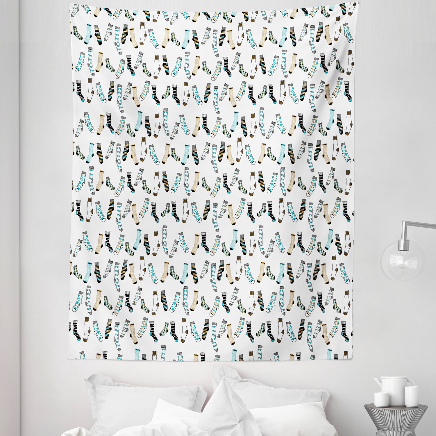 Cartoon Tapestry, Messy Teenager Room Rain of Socks Laundry Themed ...