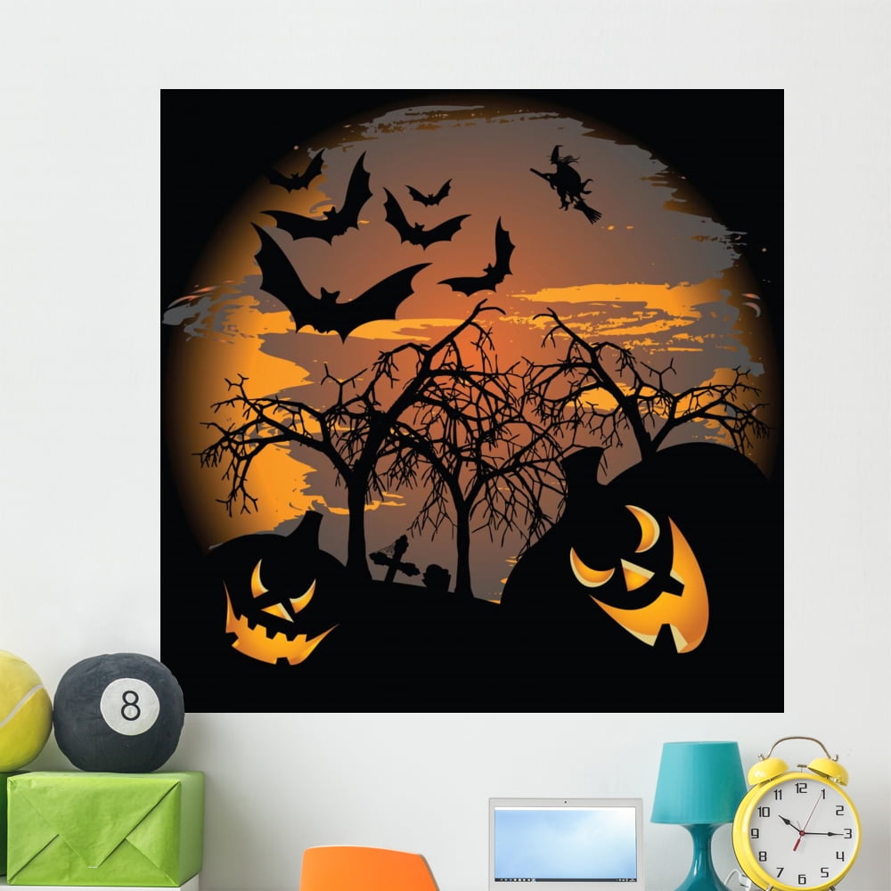 Scary Halloween Wall Mural by Wallmonkeys Peel and Stick Graphic (48 in ...