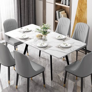 Camila Rectangle Gray Marble Top Dining Table - Walmart.com