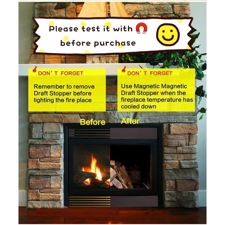 Fireplace Cover Draft Stopper- Pack of 2 Covers Keep Drafts Out -Screen ...