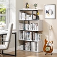 Dextrus 5-Tier S-Shaped Bookshelf, Geometric Bookcase Wooden Z-Shelf ...