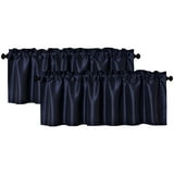 Aiking Home (Pack of 2 ) Solid Faux Silk Window Valance, 56 By 16 Inches, Navy - Walmart.com