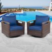 POCASSY Outdoor Patio Wicker Rocking Chair Set with Side Table ...