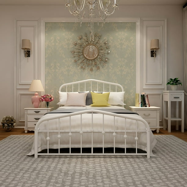 alazyhome White Platform Metal Bed Frame, Suitable All Ages, Full ...