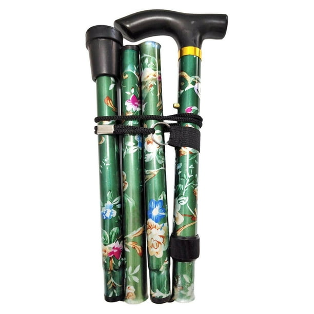 pitrice Foldable Cane Adjustable 5-Section Hand Walking Stick Camping ...