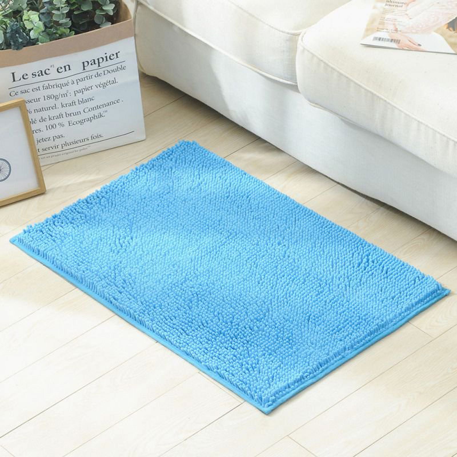 AMERTEER 20x32‘‘ Chenille Bathroom Mat Coarse Wool Shower Mat Carpet ...