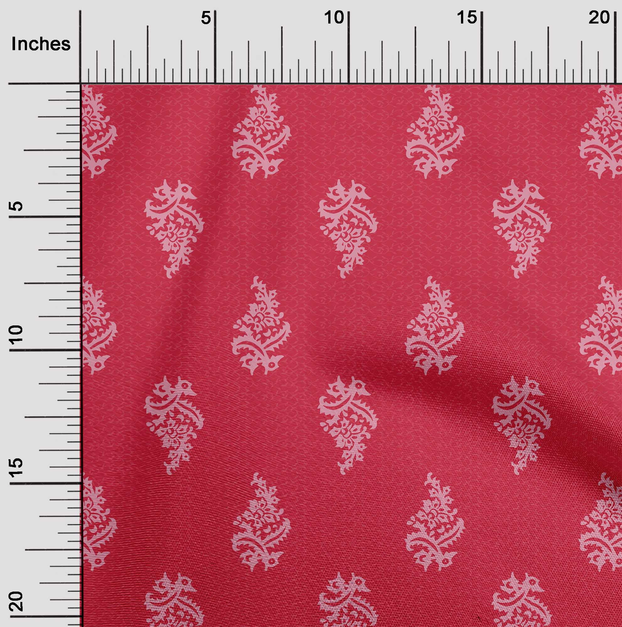 oneOone Silk Tabby Fabric Leaves & Floral Block Fabric Prints By Yard ...