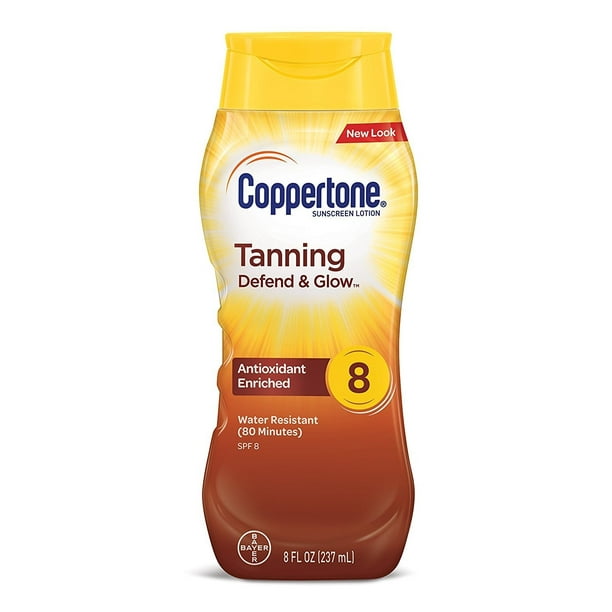 Coppertone Tanning Lotion, Non-greasy, Light Formula, SPF 8, 8-Fluid ...