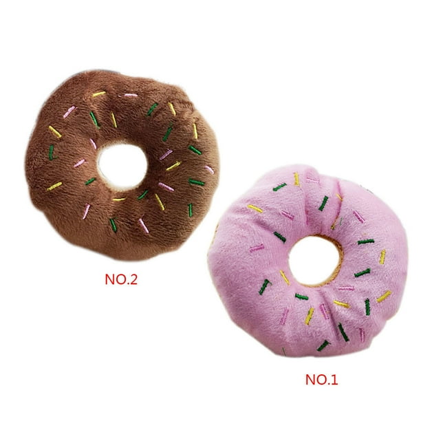 tredstone Pet Donut Shape Plush Play Toys Pet Chew Squeaky Toy Dog Cat ...