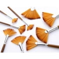 Casewin 9 Pieces Fan Paint Brushes Set, Professional Artist Fan Brush ...