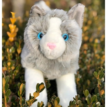 Auswella Realistic 19-Inch Soft Plush Tabby Cat Companion - Grey Tabby ...