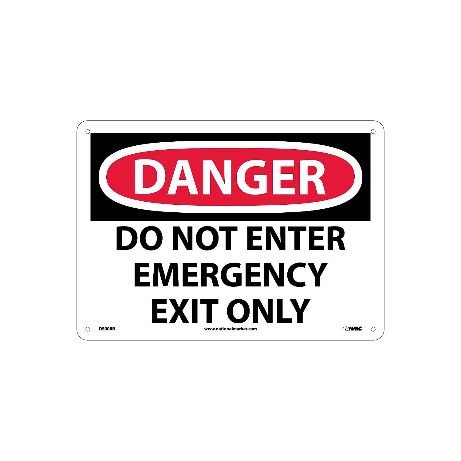 National Marker Do Not Enter Emergency Exit Only 10X14 Rigid Plastic ...
