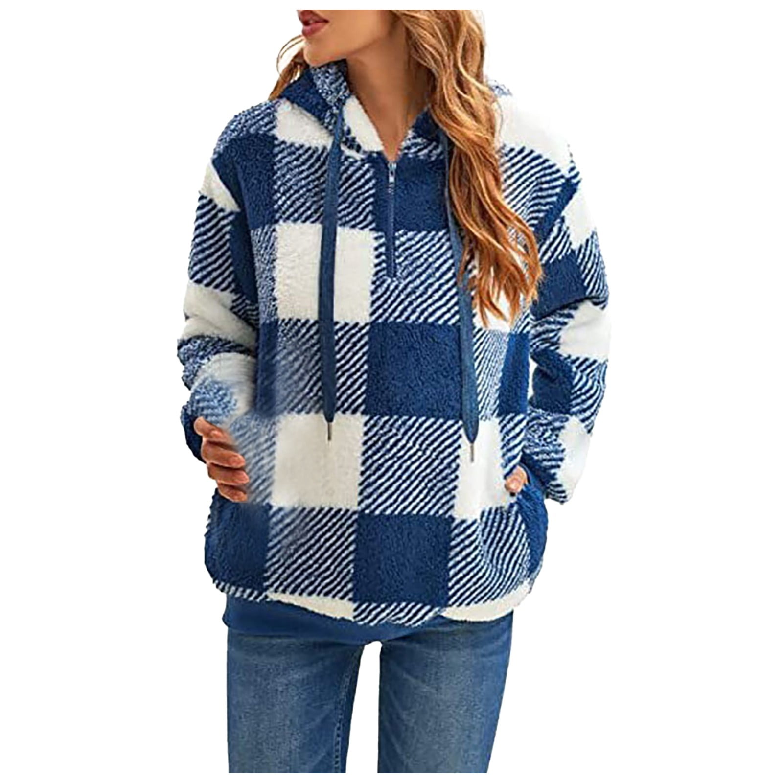 Click here for Huaizzzy Womens New Long Sleeved Hooded Plaid Hood... prices