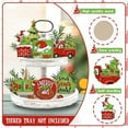 7 Pcs Merry Christmas Tiered Tray Decor, Red Green Xmas Truck Stink ...