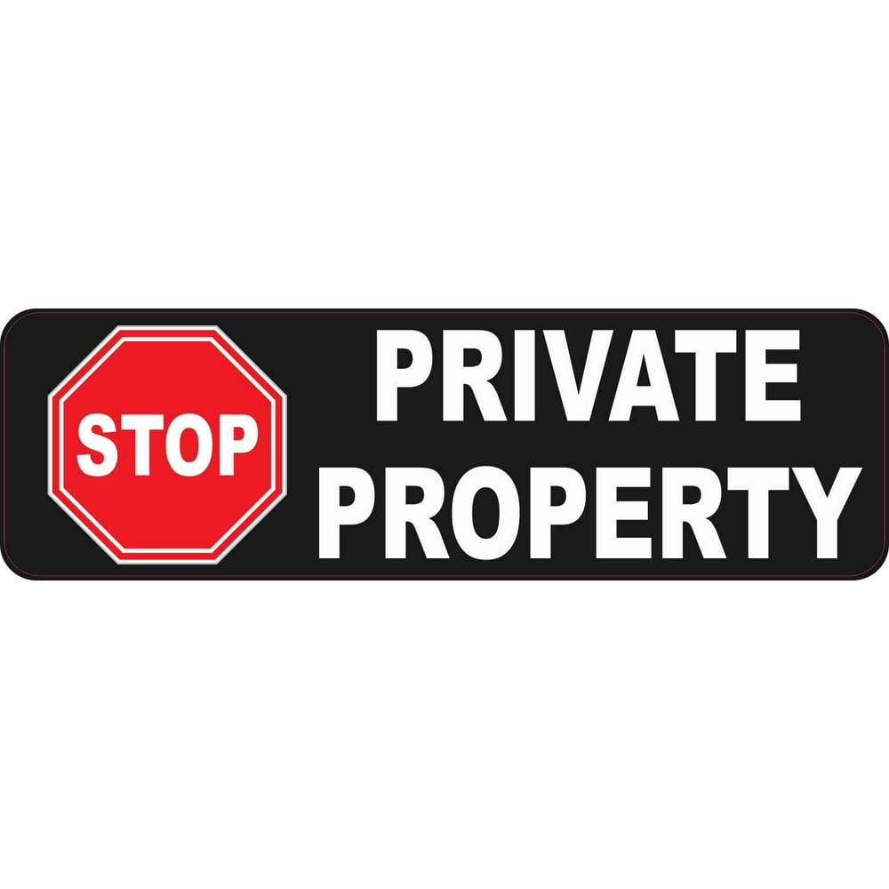 10in x 3in Stop Sign Private Property Sticker Vinyl Decal Signs ...