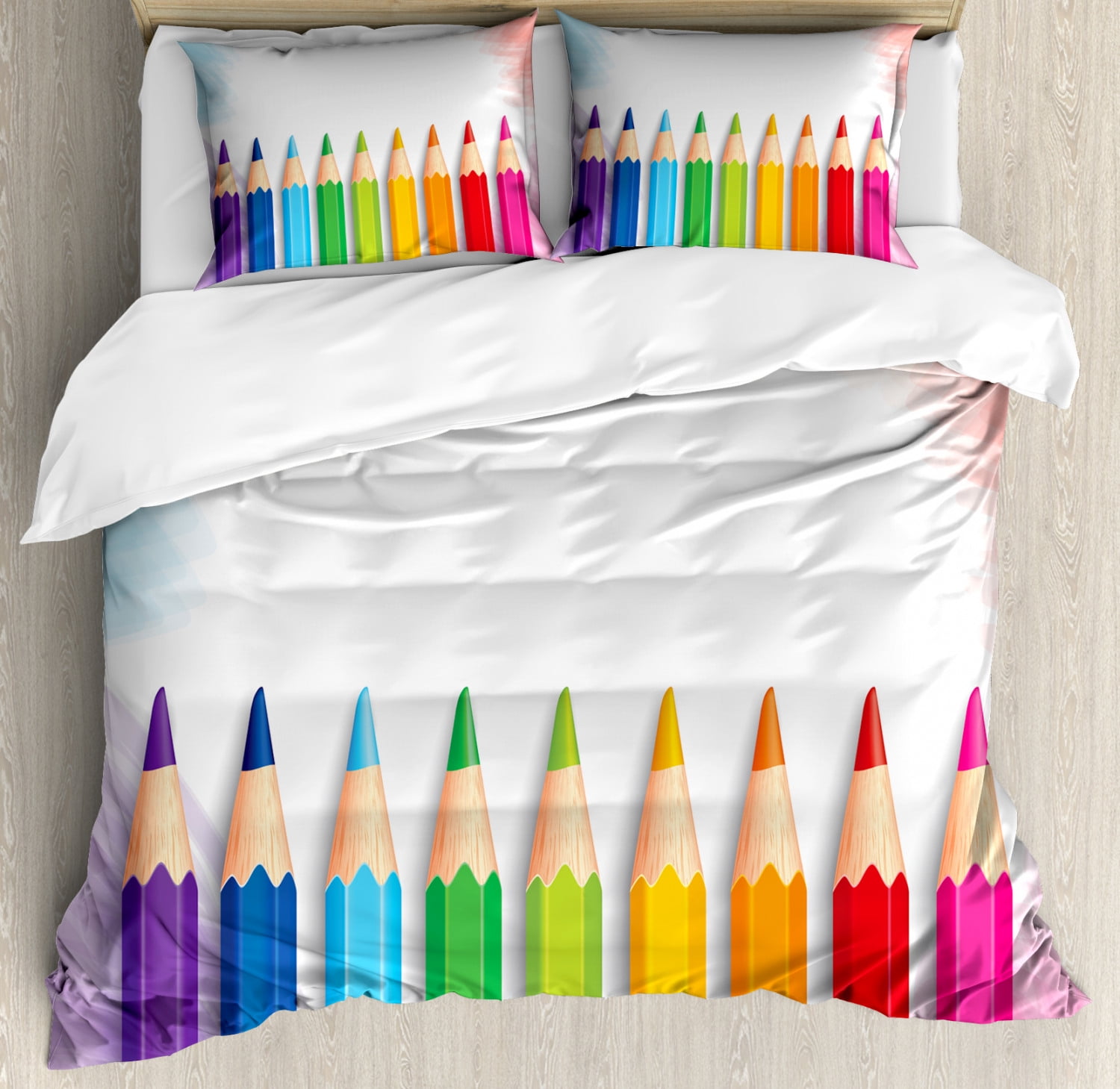 School Duvet Cover Set King Size, Digital Drawing Illustration of ...