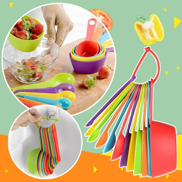 Plastic Measuring Cup And Spoon Set Color Kitchen Baking Tool With ...