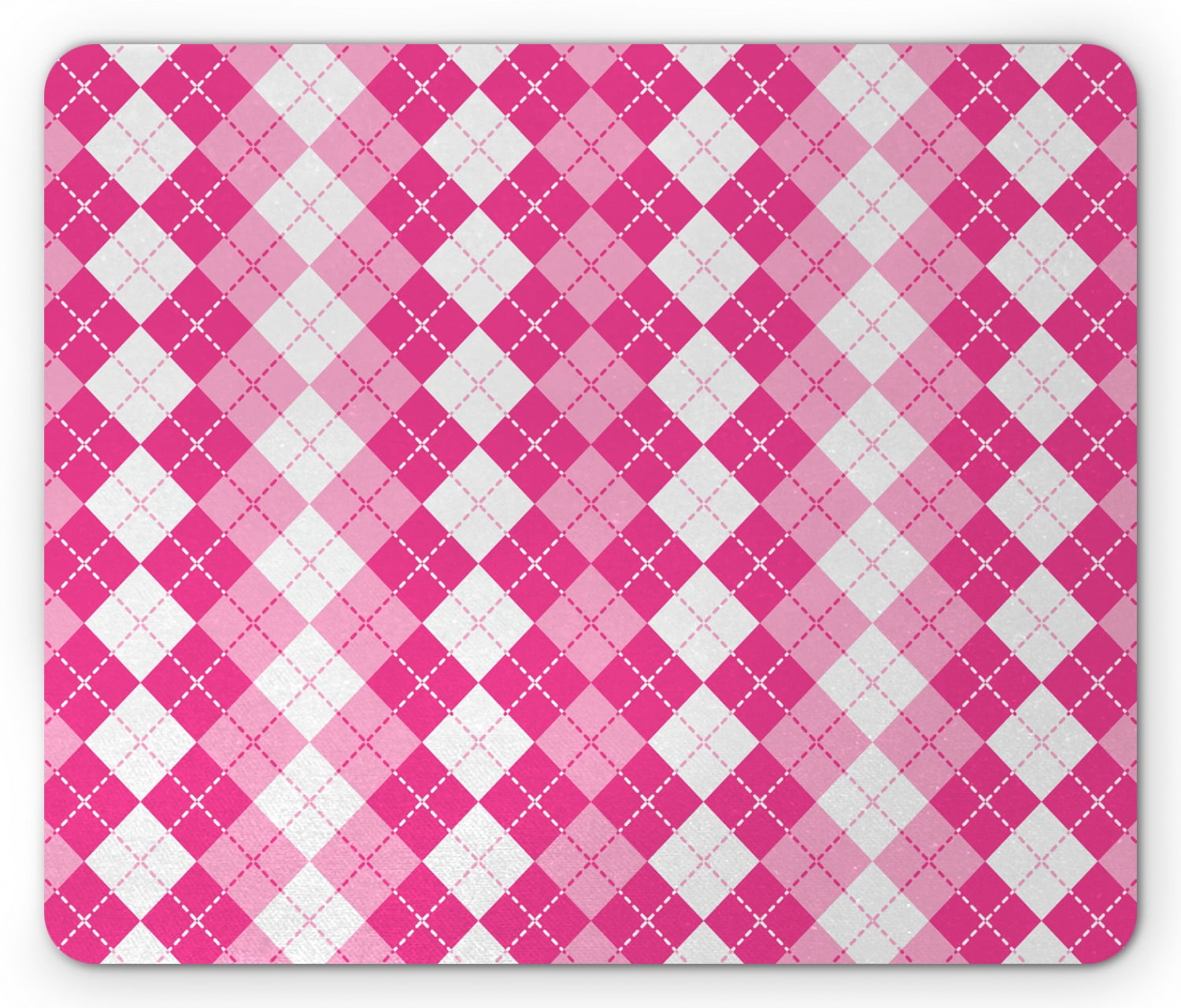 Pink and White Mouse Pad, Traditional Argyle Design with Rhombuses and ...