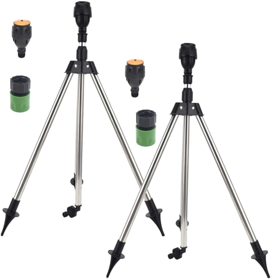 Upgraded Automatic Rotating Tripod Sprinkler, Stainless Steel Rotary ...