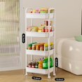 4 Tier Rolling Carts with Wheels, Utility Cart with Handle and Locking ...