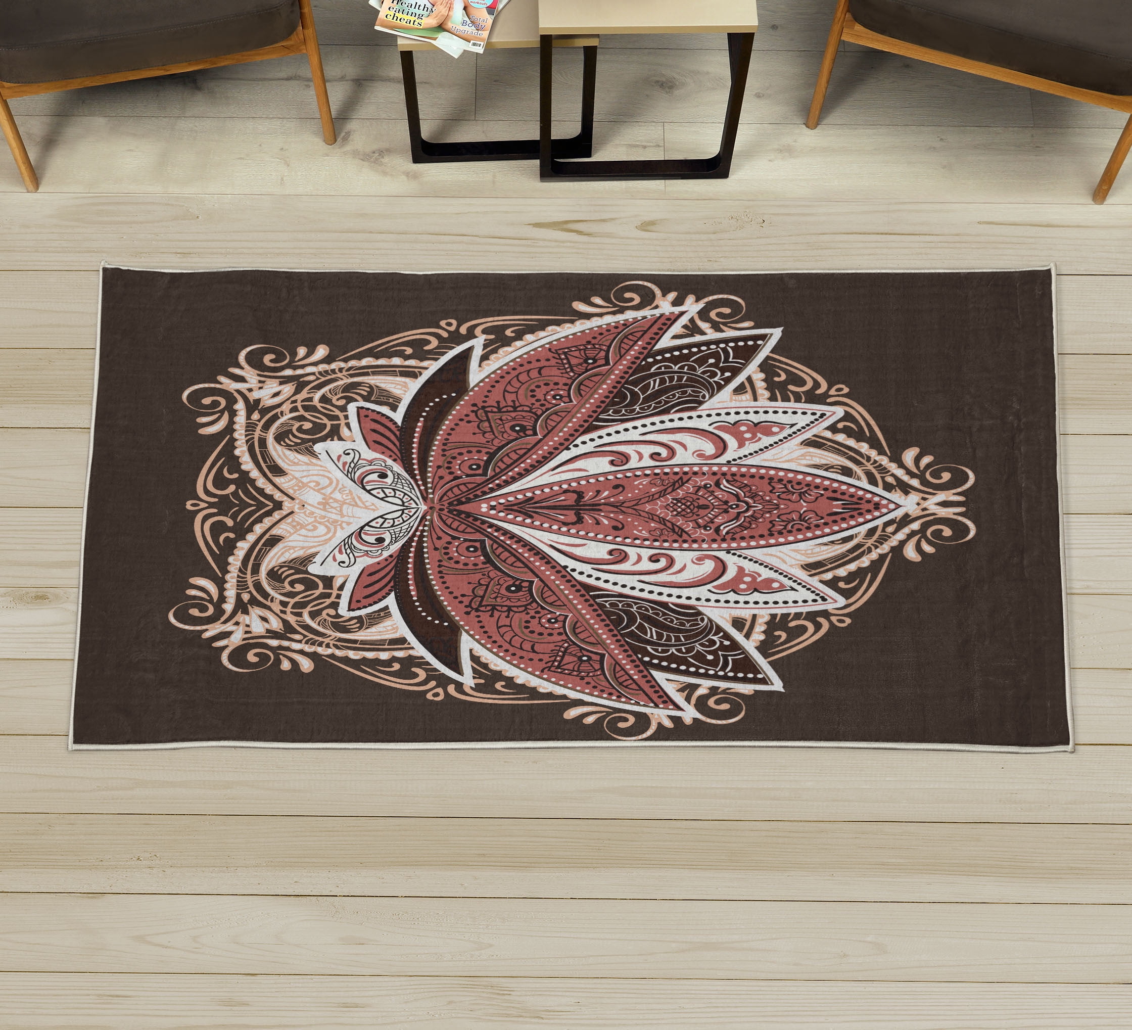 Lotus Decorative Rug, Flower Bloom Ornaments Exotic Petals Oriental ...