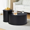 PHOYAL 2 Pieces Wooden Round Coffee Table Set with Storage for Living ...
