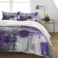4 Piece Duvet Cover Set Full, Abstract Purple Grey Smear Graffiti Soft ...