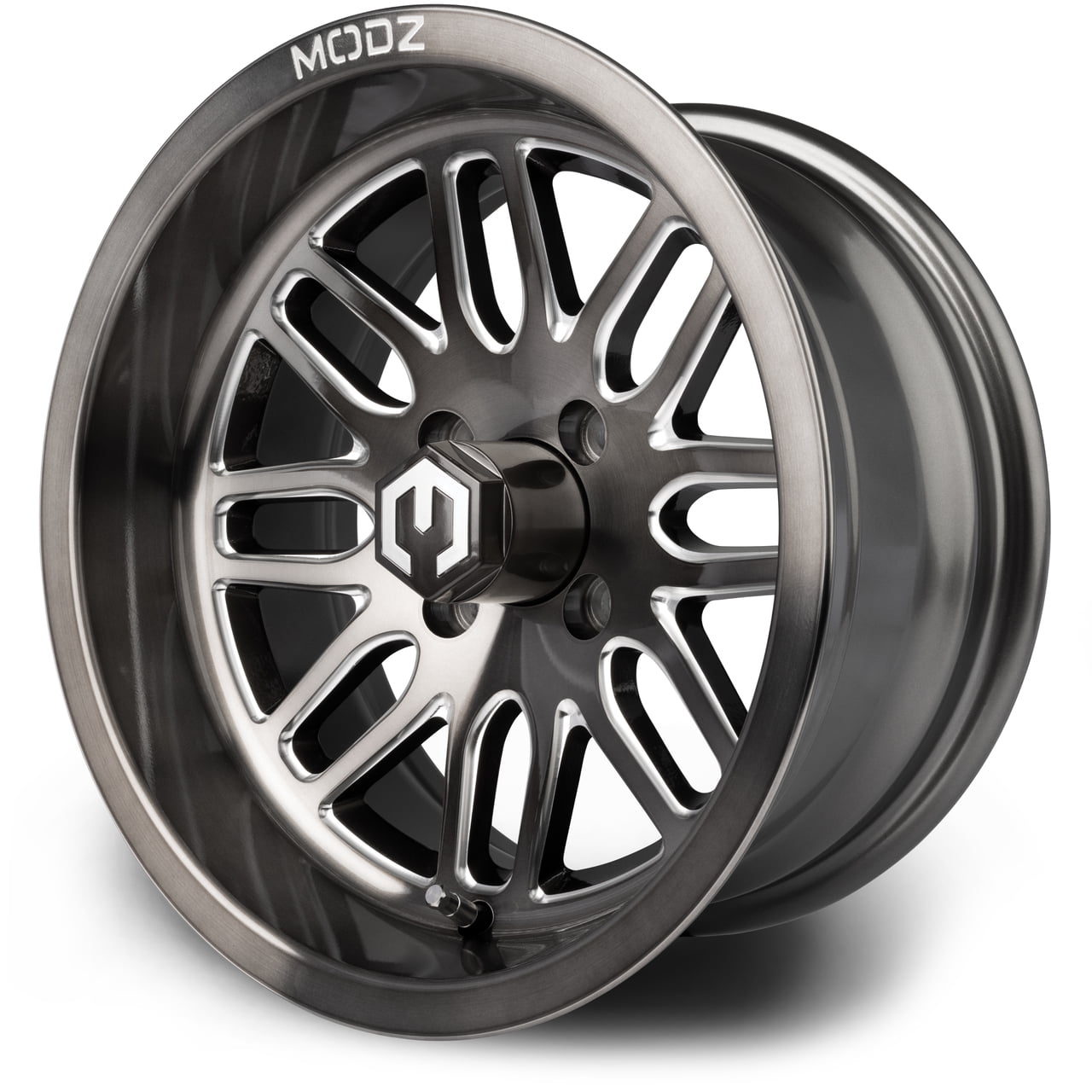 MODZ® 14" Mayhem Brushed Gunmetal with Ball Mill Golf Cart Wheel ...