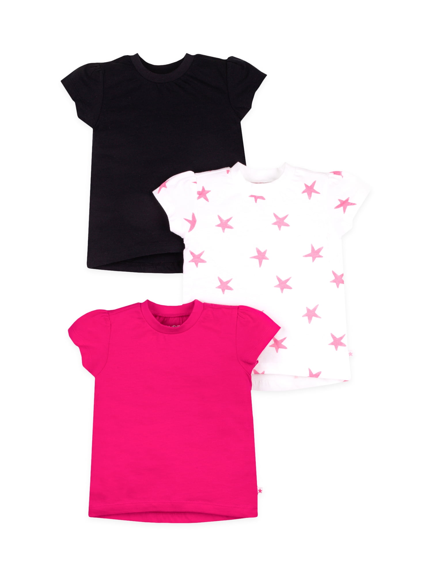 Little Star Toddler Girl 3 Pk Short Sleeve Shirts, Size 9 Months - 5T ...