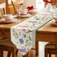 Blue Floral Table Runner Linen Burlap Table Runner 108 Inches Long ...