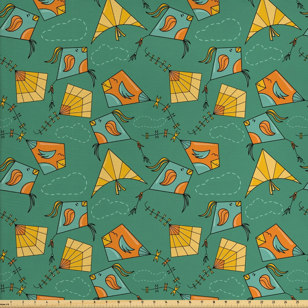 Kites Fabric by The Yard, Wind Kites with Geometric Lines and Bird ...