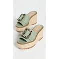 Sam Edelman Livi Soft Jade Squared Open Toe Slip On Buckle Detail Wedge ...