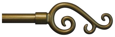 Urbanest Adjustable Scroll Curtain Rod, 5/8", Antique Gold, 28"-48 ...