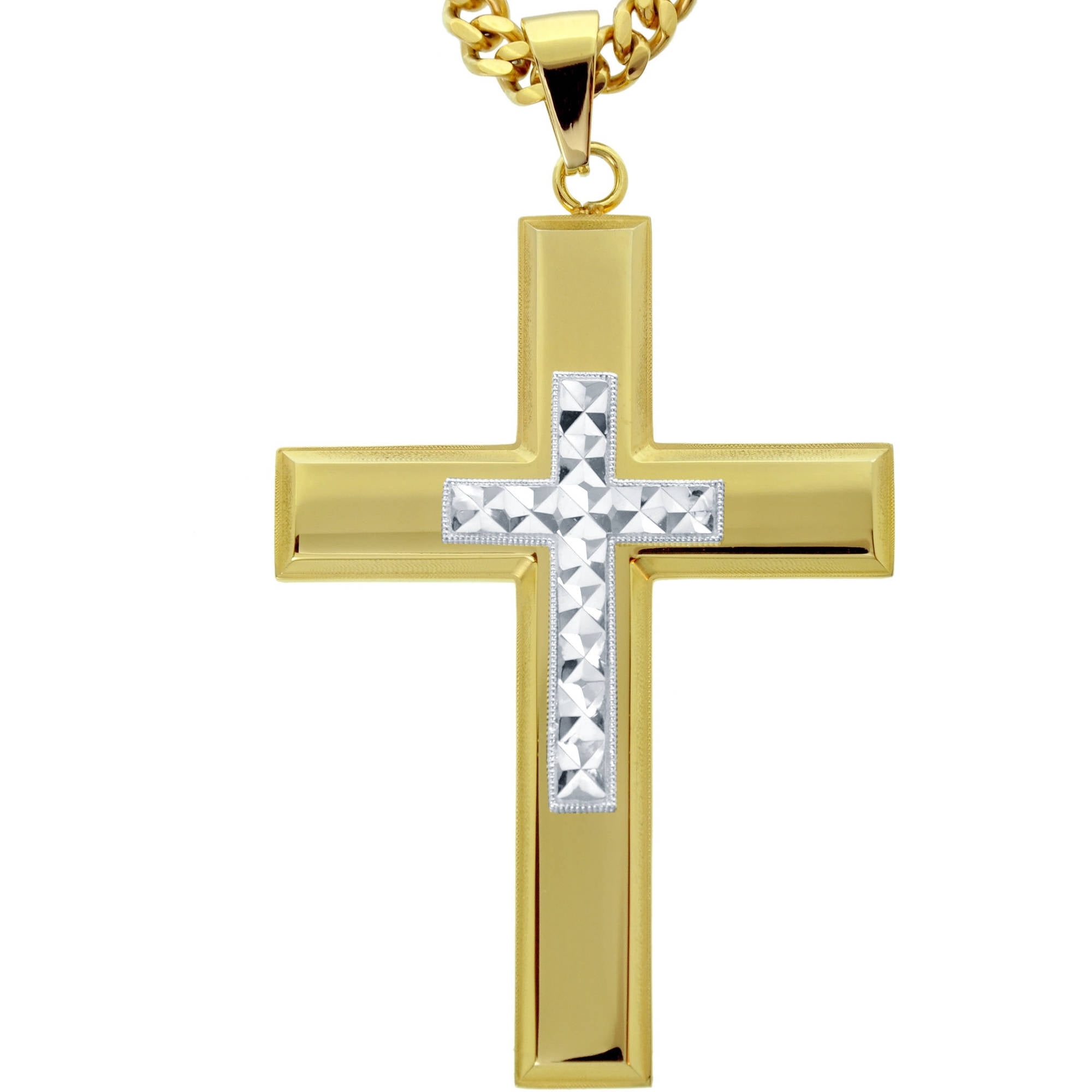 American Steel Jewelry Men's Stainless Steel Gold Tone Cross with ...