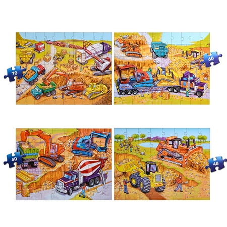4 In 1 Cartoon Construction Vehicles Jigsaw Puzzle Set | Walmart Canada