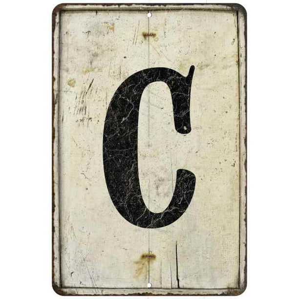 Capital Letter C Vintage Look Chic Distressed 12x18 Metal Sign ...