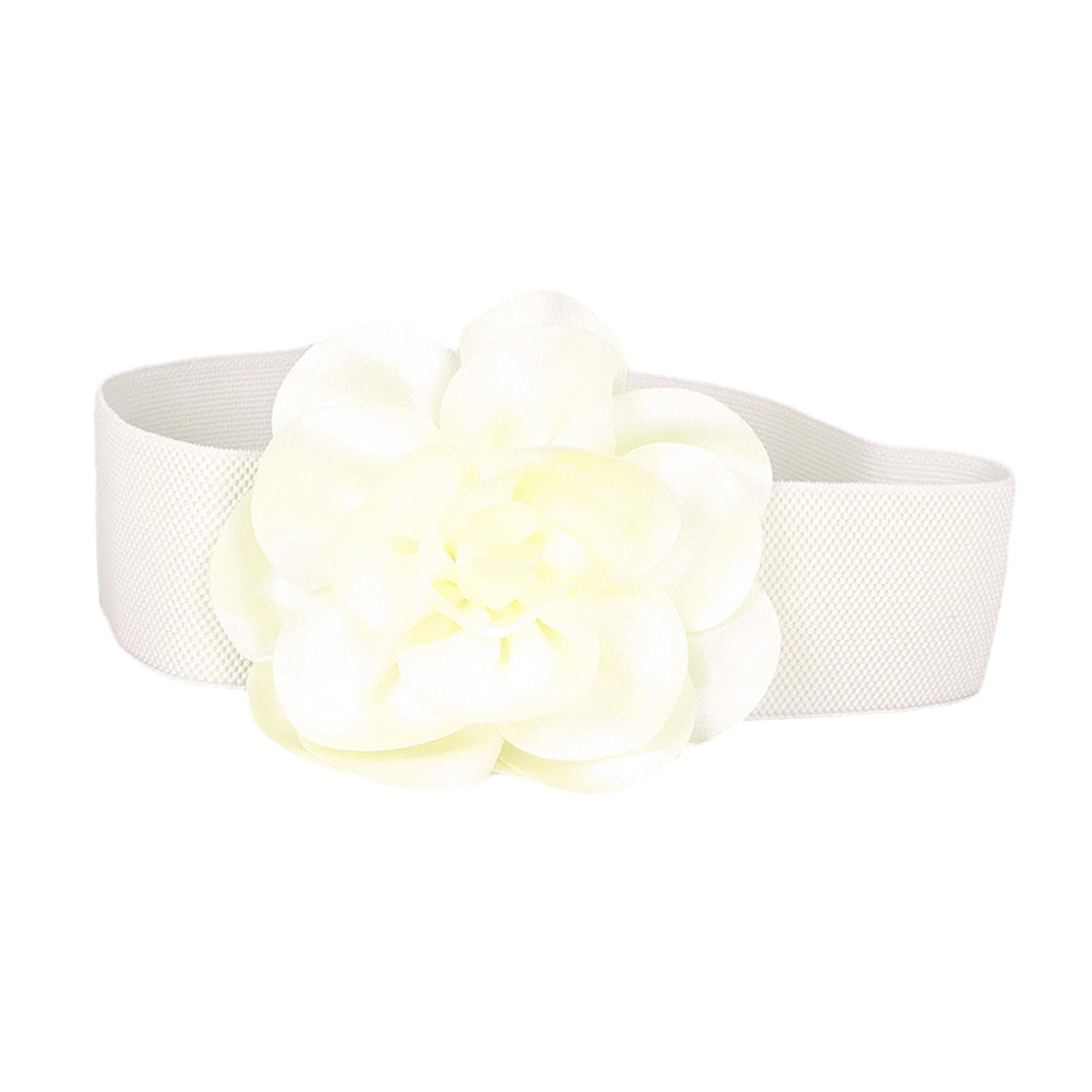Women Wide Belt Chunky Waist Elastic Belt Elegant Belts Big Flower ...